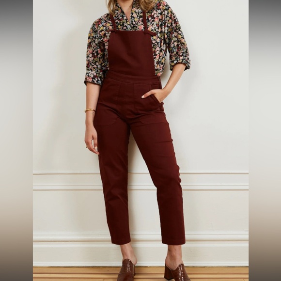 Loup | Pants & Jumpsuits | Loup Maroon Denim Overalls Jumpsuit Size M ...